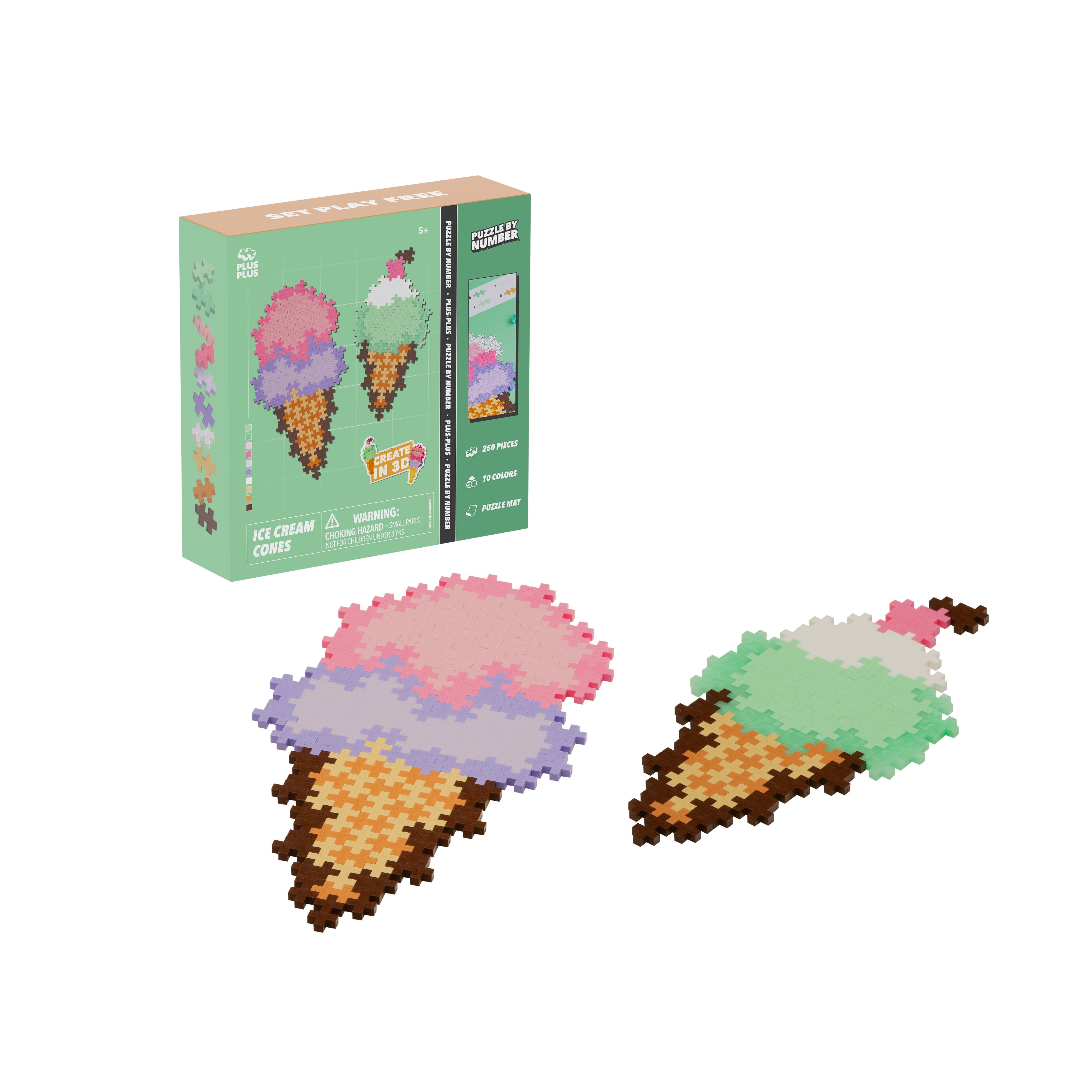 Puzzle By Number®- 250 pc Ice Cream Cones – Plus-Plus USA Wholesale